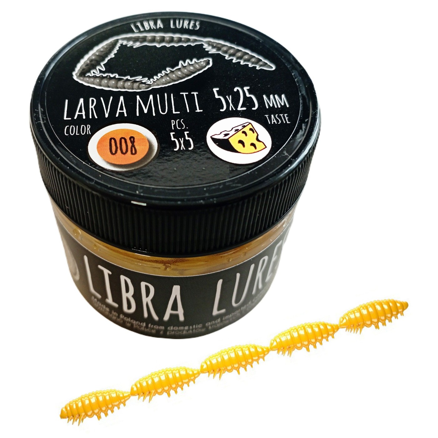 Przynęta gumowa Libra Lures Larva Multi, 008 Dark Yellow