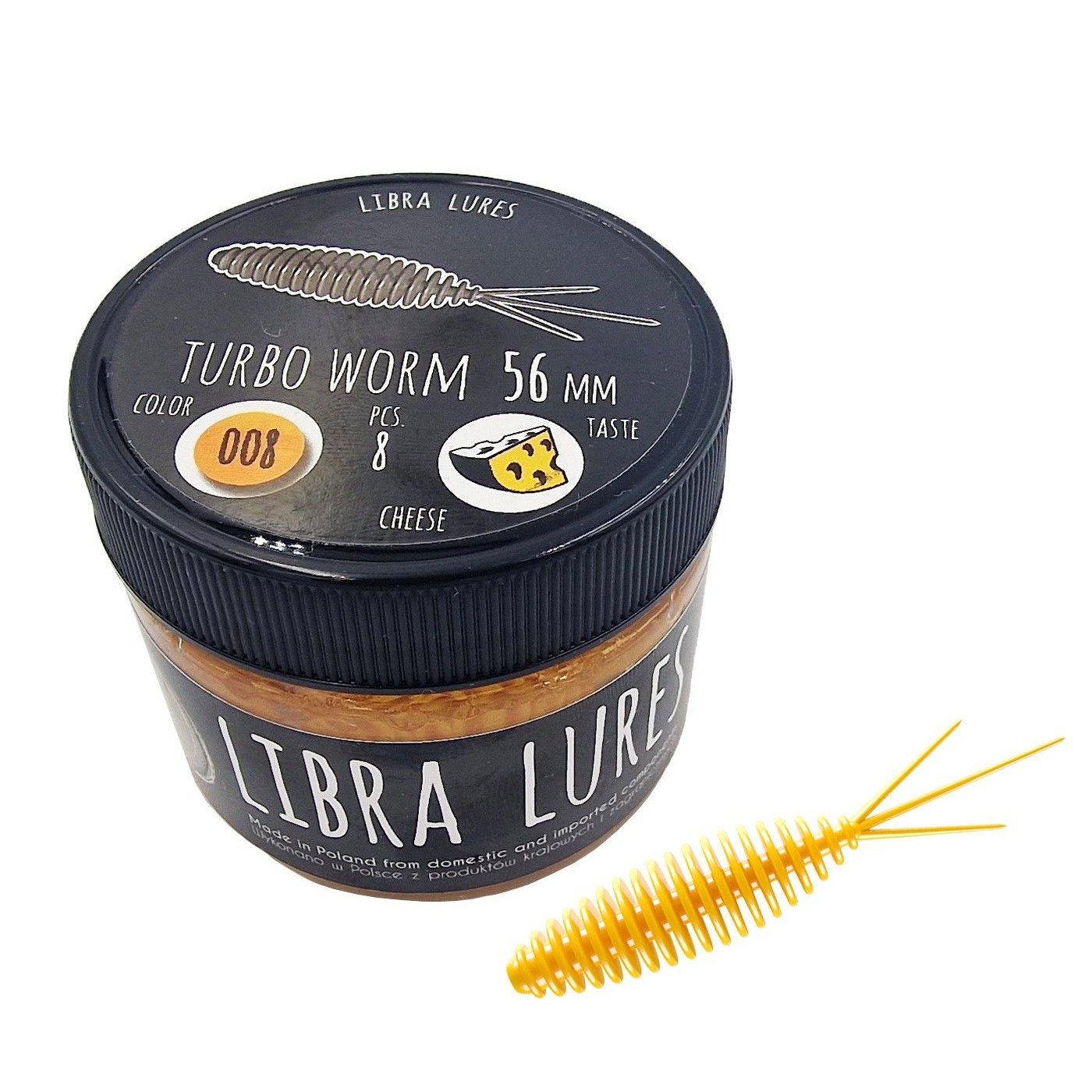 Przynęta gumowa Libra Lures Turbo Worm, 008 Dark Yellow